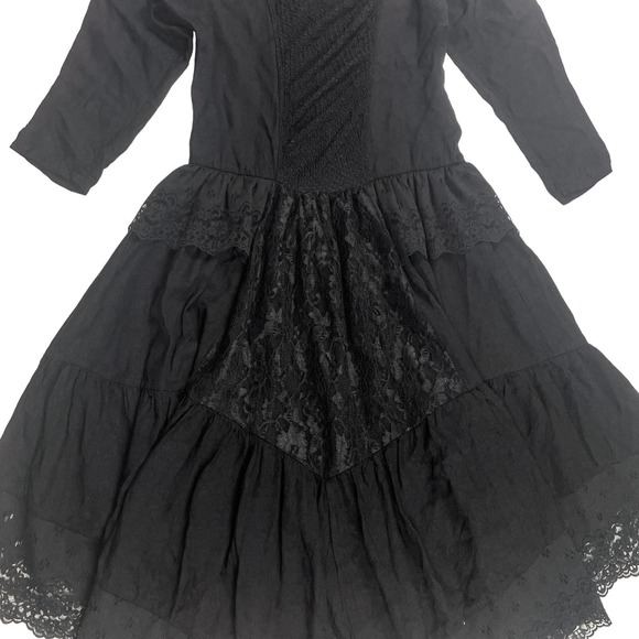 Vintage | Dresses | Vintage Whimsigoth Corset Lace Tiered Dress Midi ...